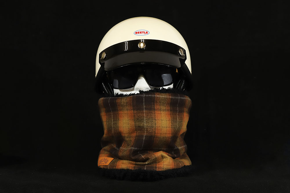 goodsショッピングサイト/商品詳細 ROBIN NECK WARMER /タータンチェック(ORANGE)&ブラックファー