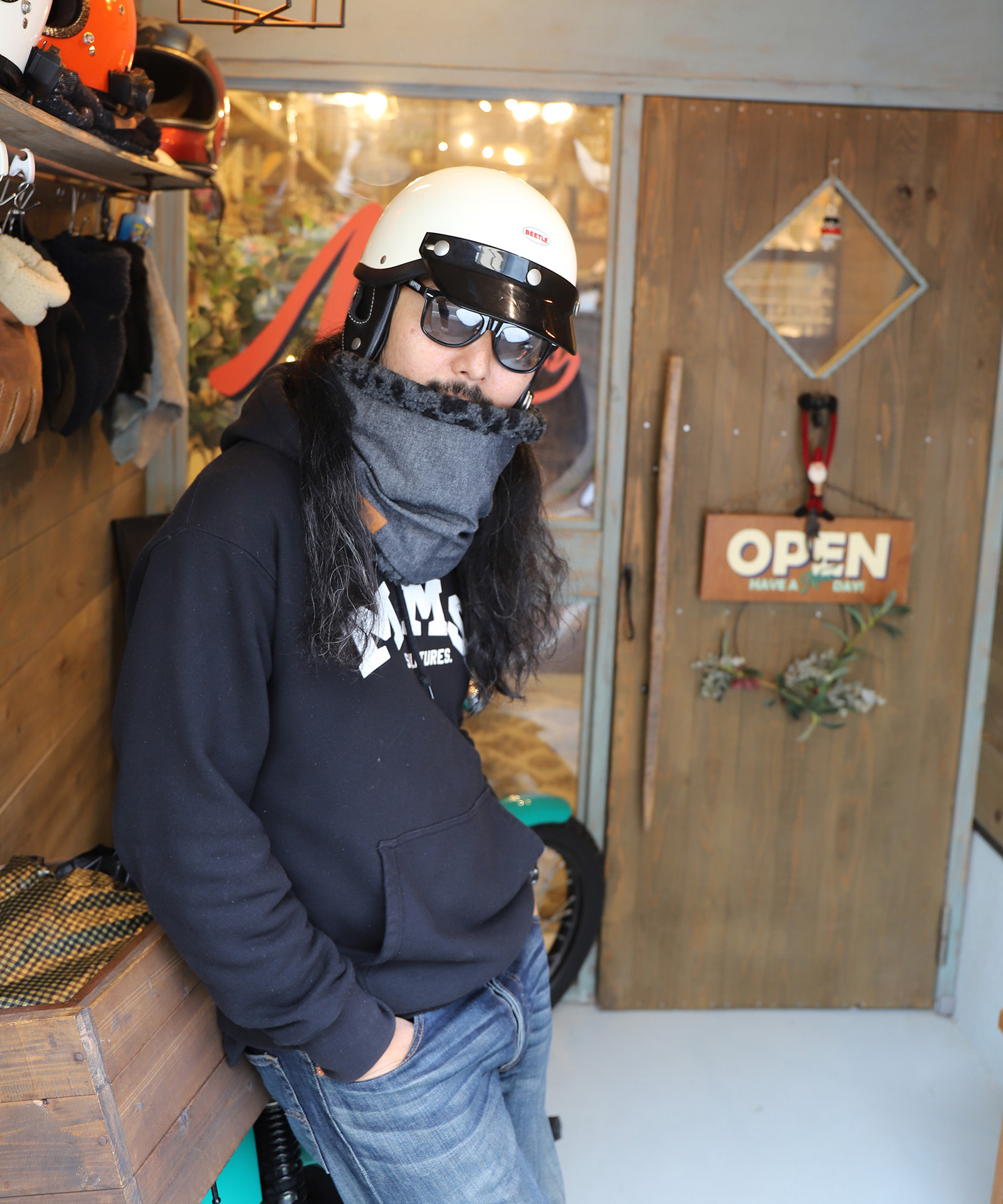 goodsショッピングサイト/商品詳細 ROBIN NECK WARMER デニムBK&ブラックレオパード